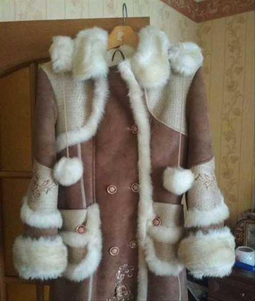 Дубленка женская с капюшоном детская