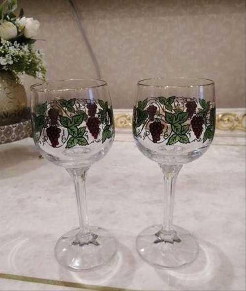 Хрустальные бокалы для вина с рисунком СССР