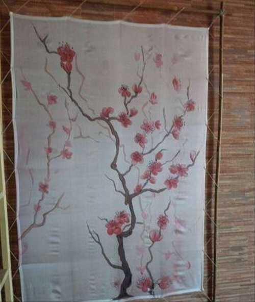 Картина на шёлке сакура