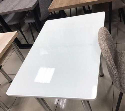 Кухонный стол стеклянный белый компактный Аспен