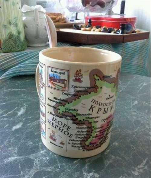Подарочная чашка с ложечкой Крымский сувенир СССР
