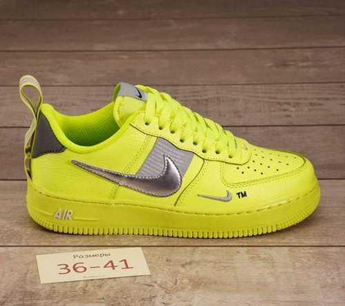 Кроссовки Nike Air Force1 Желтые - Зеленые р38