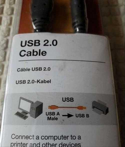 Кабель USB 2.0 для ноутбука, принтера, компьютера