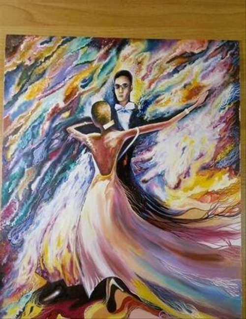 Авторская картина маслом "Танцующая пара"