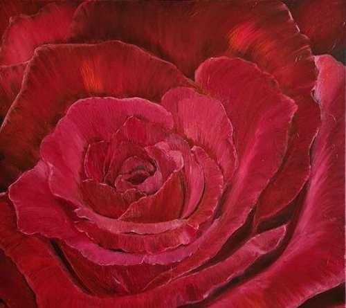 Интерьерная картина маслом на холсте Роза Цветы