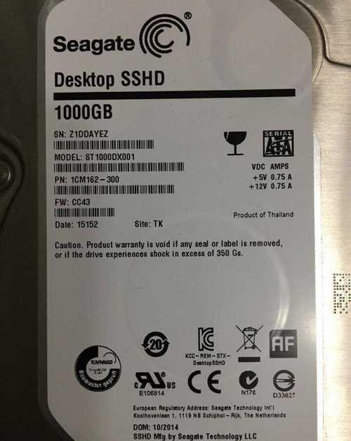 Гибридный диск (sshd) Seagate 1 TB ST1000DX001