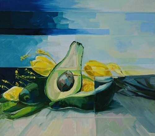 Картина "Авокадо". Холст-масло. 29,5 х 29,5 см