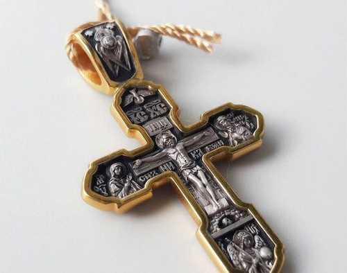 Серебряный православный крест с 7 иконами. Новый
