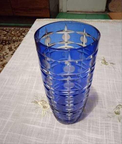Хрустальная ваза синяя (кобальт) СССР