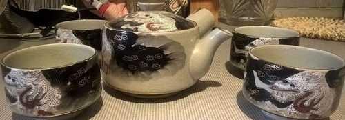 Уникальный старинный японский сервиз с драконами