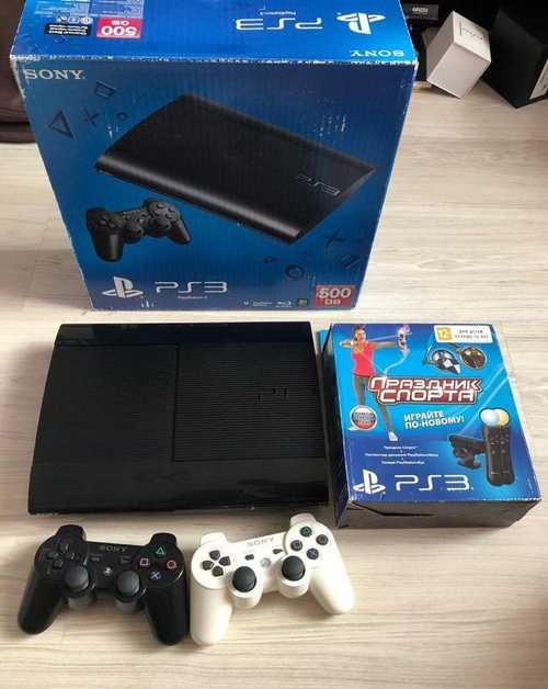 PS 3 Super Slim 500Gb + PS Move + много игр