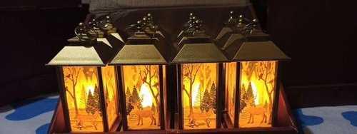 Новогодние фонарики со свечей Золотые оптом