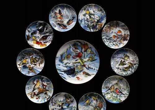 Птицы зимой полная серия коллекционных тарелок топ