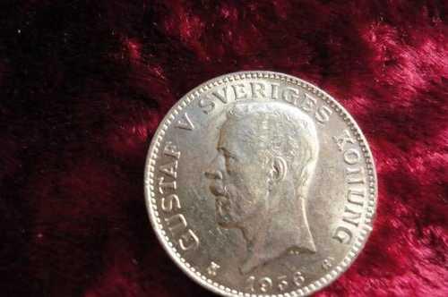 1 крона Швеция серебро 1936 г