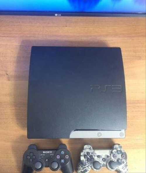 PS3 Slim 160gb Custom + 2 геймпада, игры