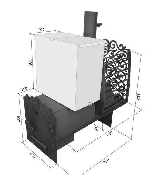 Печь банная горизонтальная 426 с выступом