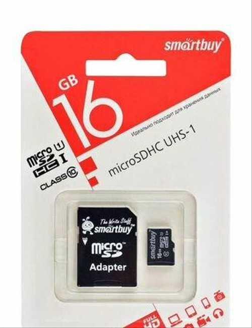 MicroSD 16GB Smart Buy Class 4 + SD адаптер