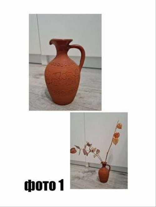 Глиняные кувшин, вазы, чайники