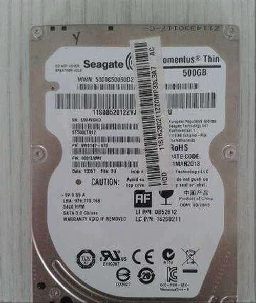 HDD 2.5 Seagate Momentus Thin 500 GB ST500LT012