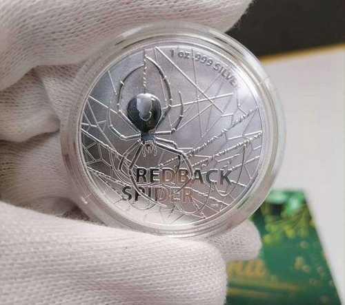 Серебряная монета Австралии "Красноспинный паук"