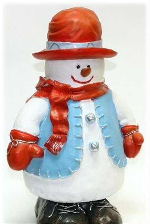 Снеговик в шляпе-зимняя садовая фигурка