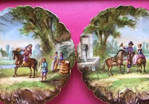 1899год Франция Ручная роспись Парные тарелки
