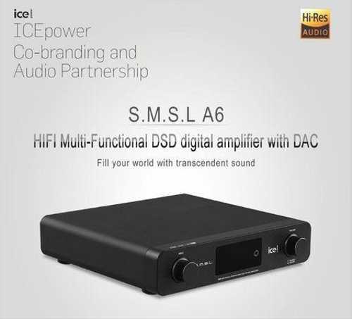 Smsl A6 Усилитель IcePower 50Wx2 + цап AK4452