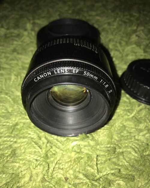 Объектив canon ef 50мм 1:1.8 II с блендой