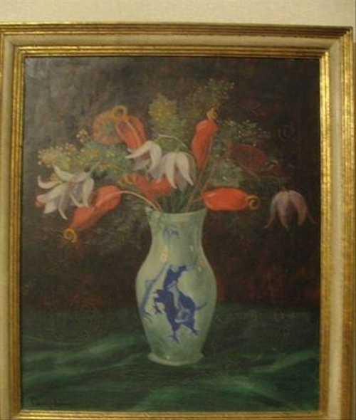 Картина "Цветы в белой вазе"