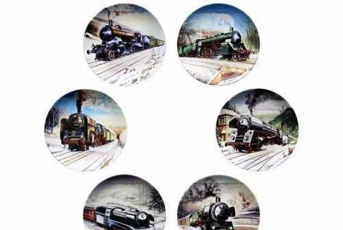 Серия коллекционных тарелок паровоз зима локомотив