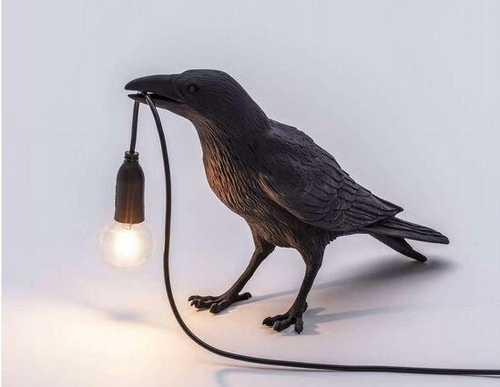 Светильник настольный чёрный ворон птица ворона
