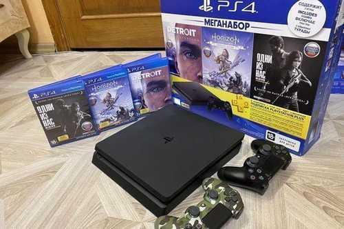 Playstation 4 slim 500GB + игры GTA 5 RDR2 MK11