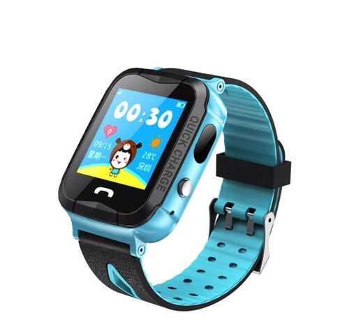 Детские умные GPS часы V6G с камерой голубые