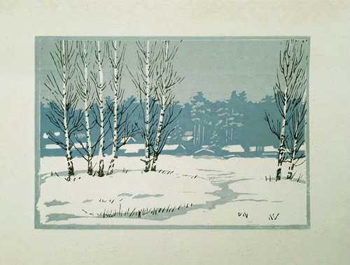 Бронштейн Ш.И. Зима. Деревенька. 1960-е. - Б., цв