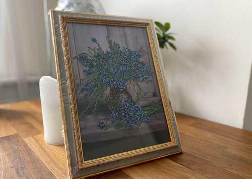 Панно декоративное "Синие цветы"