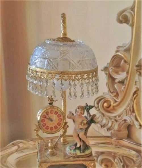 Настольная лампа винтаж бронза мрамор Италия