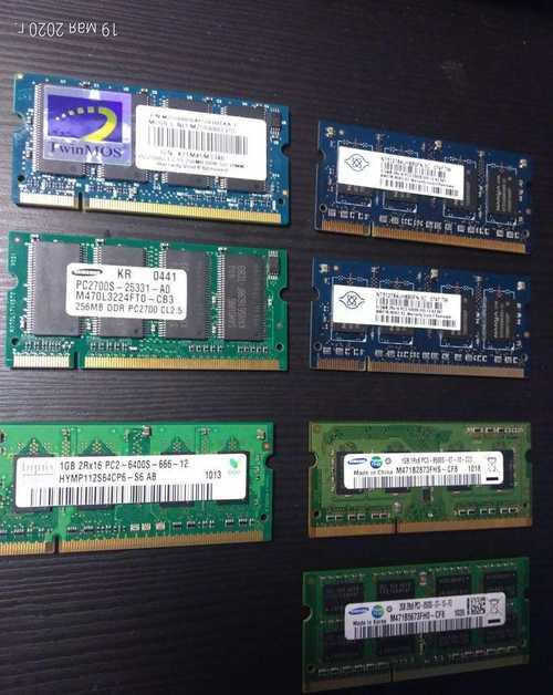 Оперативная память SO-dimm DDR, DDR2, DDR3