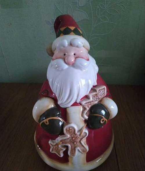 Большая фарфоровая шкатулка Дед Мороз редкая