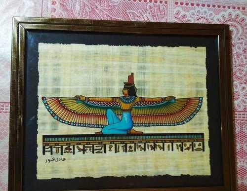 Картина из египта на папирусе,богиня Исида