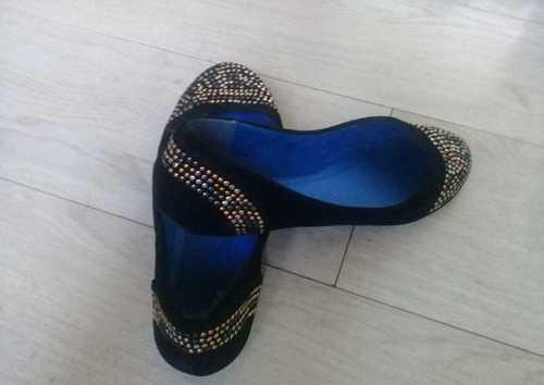 Туфли (балетки), под замшу, без каблука 37р