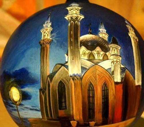 Новогодние елочные стеклянные шары,ручная роспись