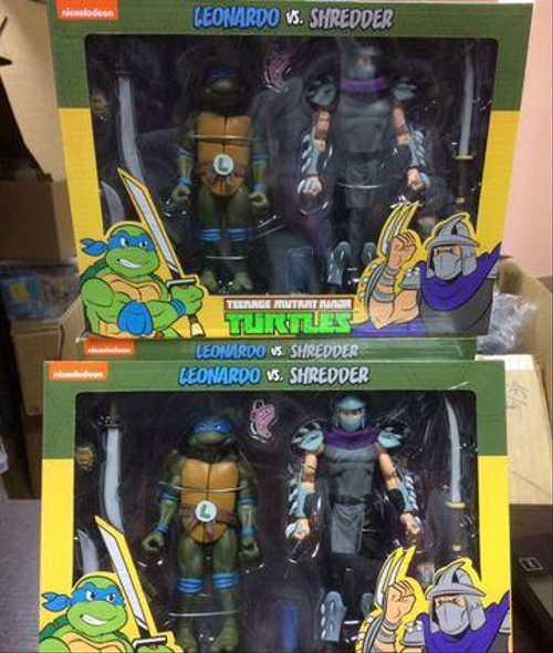 Набор фигурок Neca tmnt Leonardo vs Shredder 2-Pac