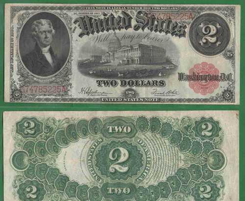 Legal tender 2 доллара 1917 США USA