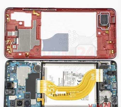 Рамка средняя часть Samsung A51 красная