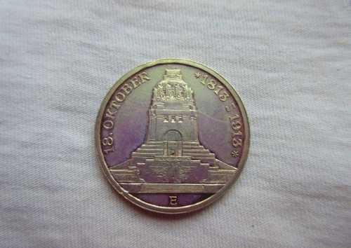 Саксония 3 марки 1913 Обелиск сражению Лейпциг