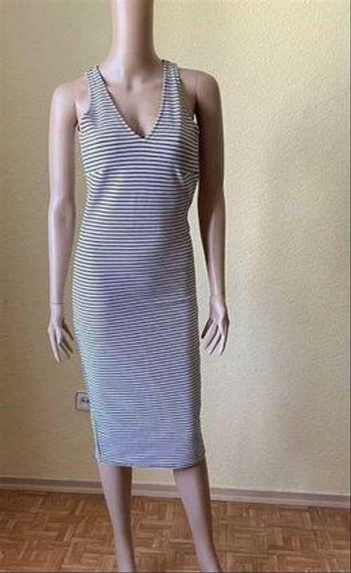 Платье морской стиль футляр полоска 40 размер