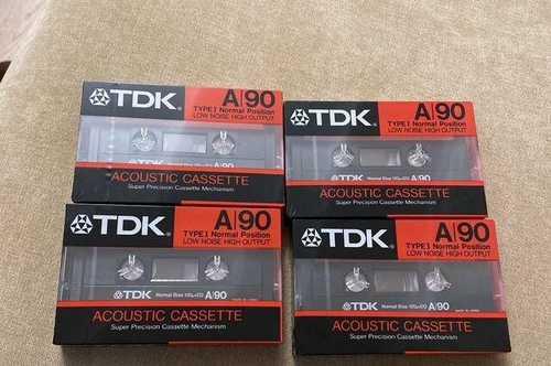 Аудиокассеты TDK A90 новая 4 шт