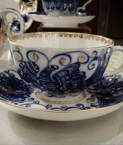 Чашка с блюдцем чайная ф. Тюльпан рис.Птица царица
