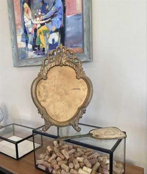 Гигантское антикварное настольное зеркало, ручное
