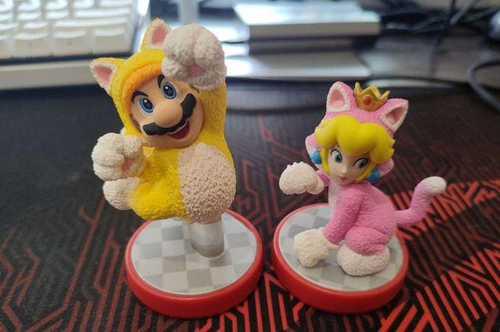 Amiibo фигурки кошка Пич и Марио кот